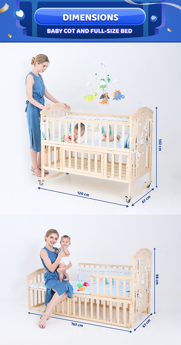 CHILUX PEACE NATURAL 6-MODE MULTIFUNCTIONAL BABY COT