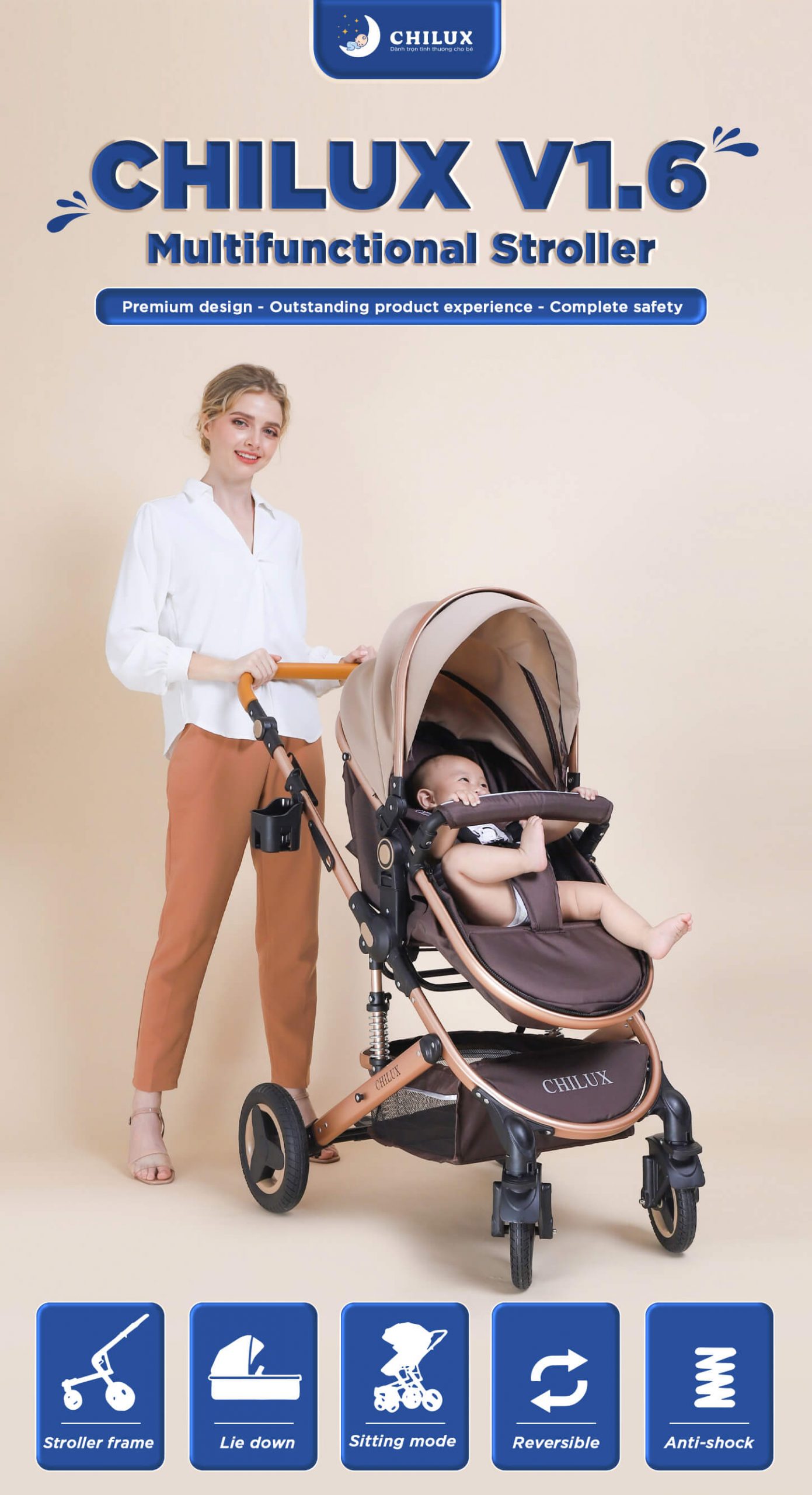 CHILUX V1.6 MULTIFUNCTIONAL STROLLER - A Gift for Baby