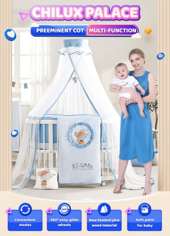 Chilux Multifunctional Oval Baby Cot - A Gift for Baby